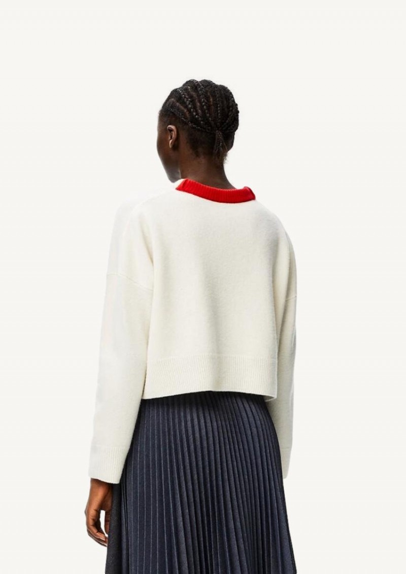 White Anagram Embroidered Cropped Sweater Loewe Département Féminin