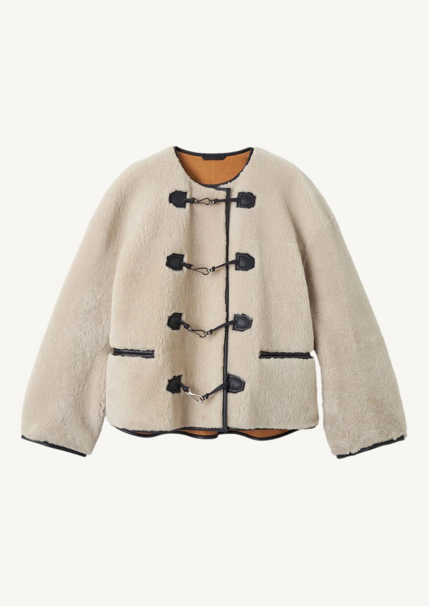 Teddy shearling clasp jacket off-white - Totême